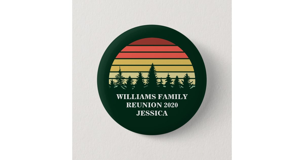 Forest Sunset Camping Trip Custom Family Reunion Button | Zazzle