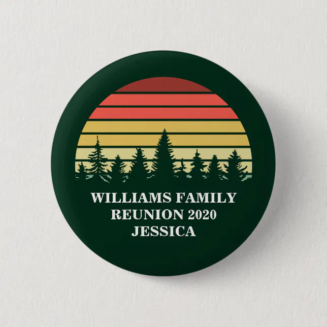 Forest Sunset Camping Trip Custom Family Reunion Button | Zazzle