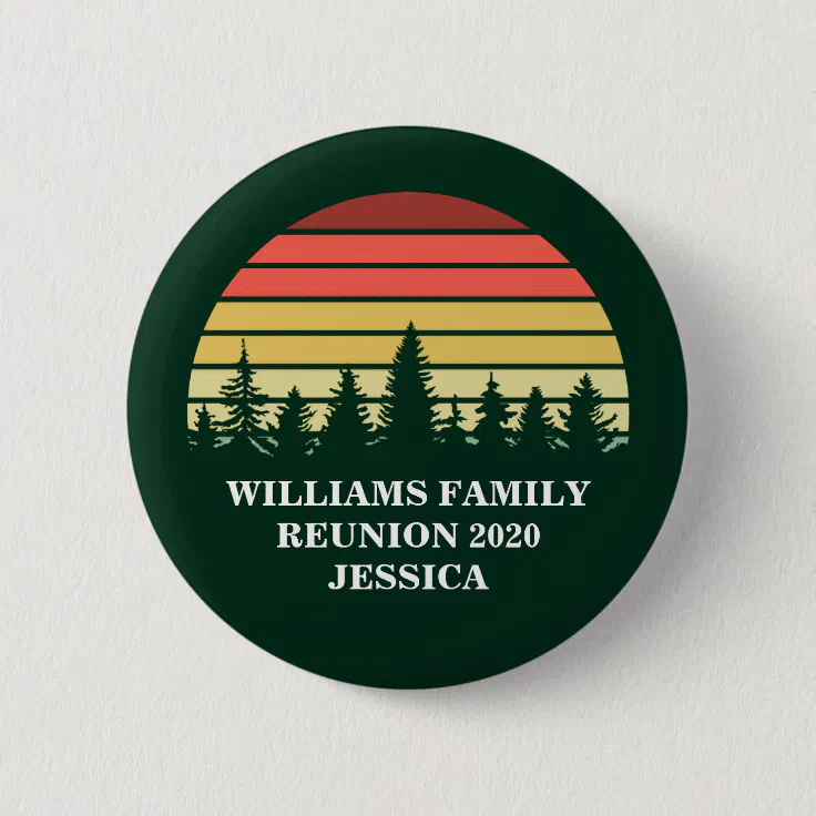 Forest Sunset Camping Trip Custom Family Reunion Button | Zazzle