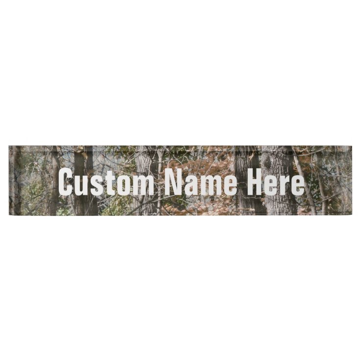 Forest Tree Camo Camouflage Nature Hunting/Fishing Desk Name Plate | Zazzle