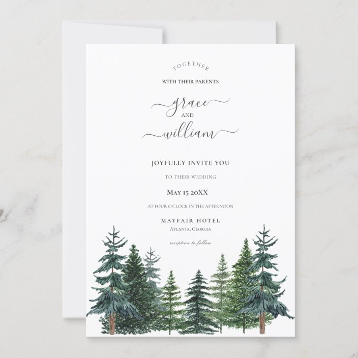 Forest Trees Calligraphy Script Wedding Invitation | Zazzle.com