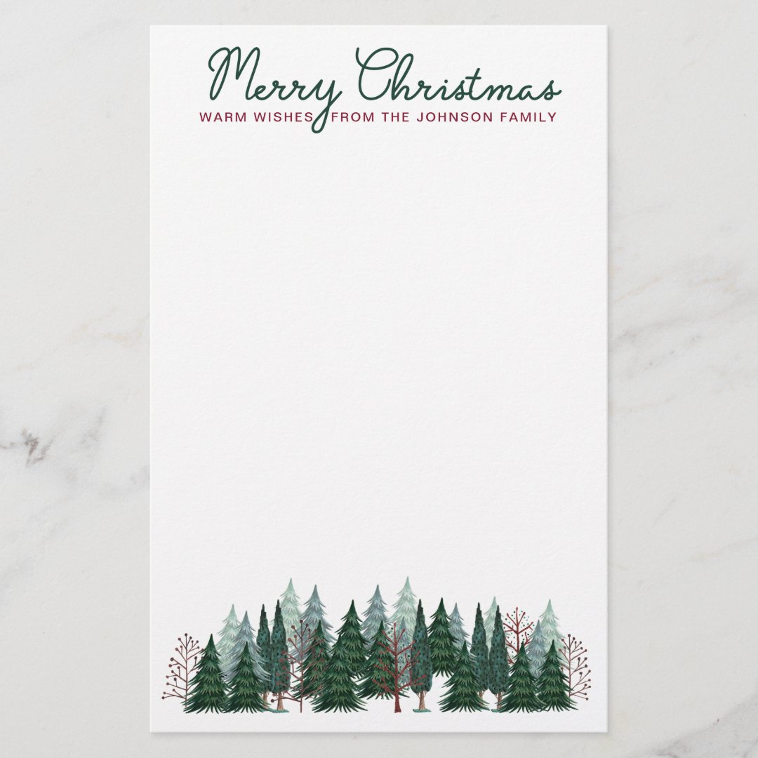 Forest Trees | Christmas Holiday | Stationary Stationery | Zazzle