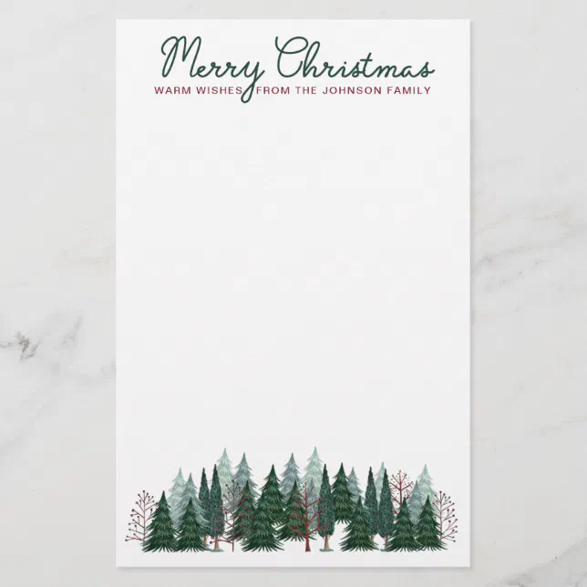 Forest Trees | Christmas Holiday | Stationary Stationery | Zazzle