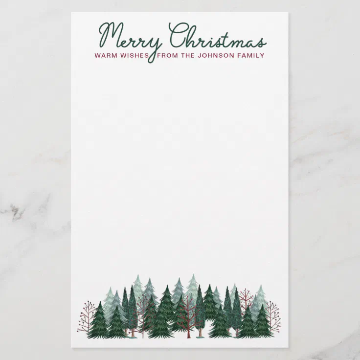 Forest Trees | Christmas Holiday | Stationary Stationery | Zazzle