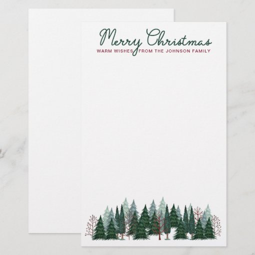 Forest Trees | Christmas Holiday | Stationary Stationery | Zazzle