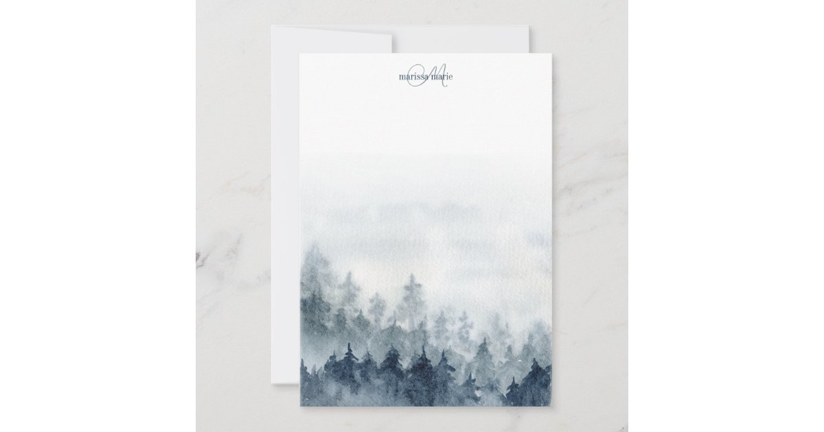 Forest Trees Monogrammed Note Card | Zazzle