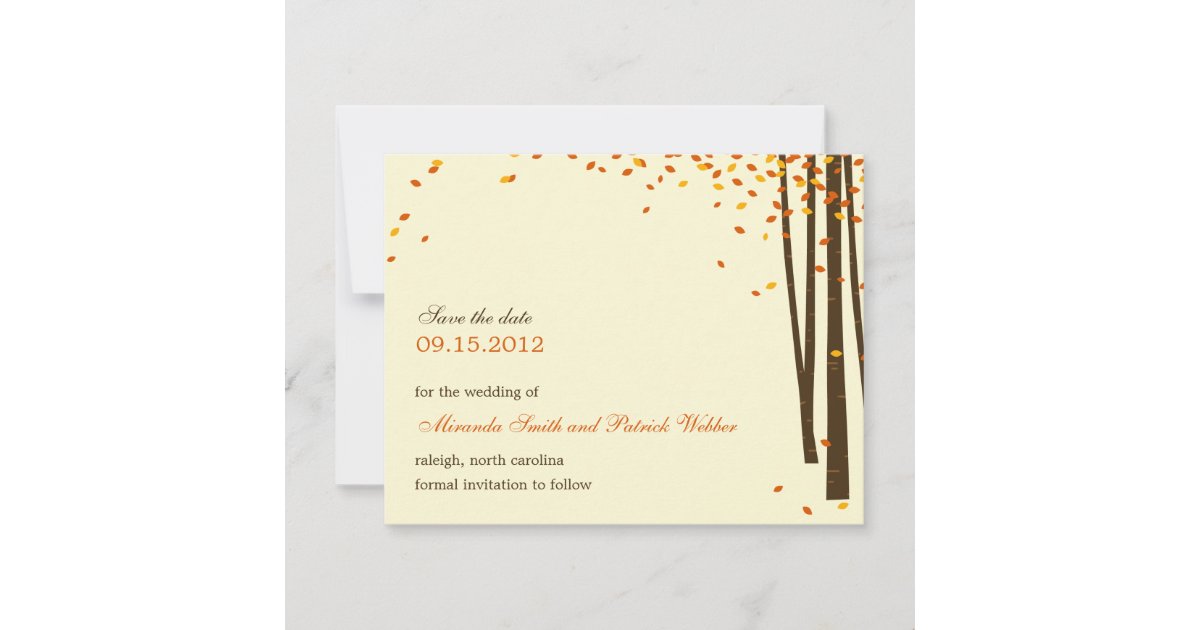 Forest Trees Save The Date Announcement - Orange - | Zazzle