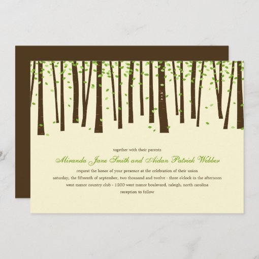 Forest Trees Wedding Invitations - Green | Zazzle