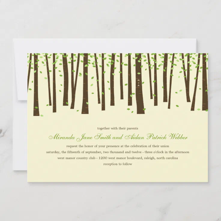 Forest Trees Wedding Invitations - Green | Zazzle