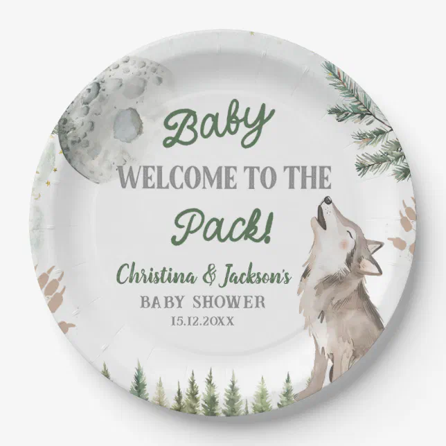 Forest Wolf Baby Shower Paper Plate | Zazzle