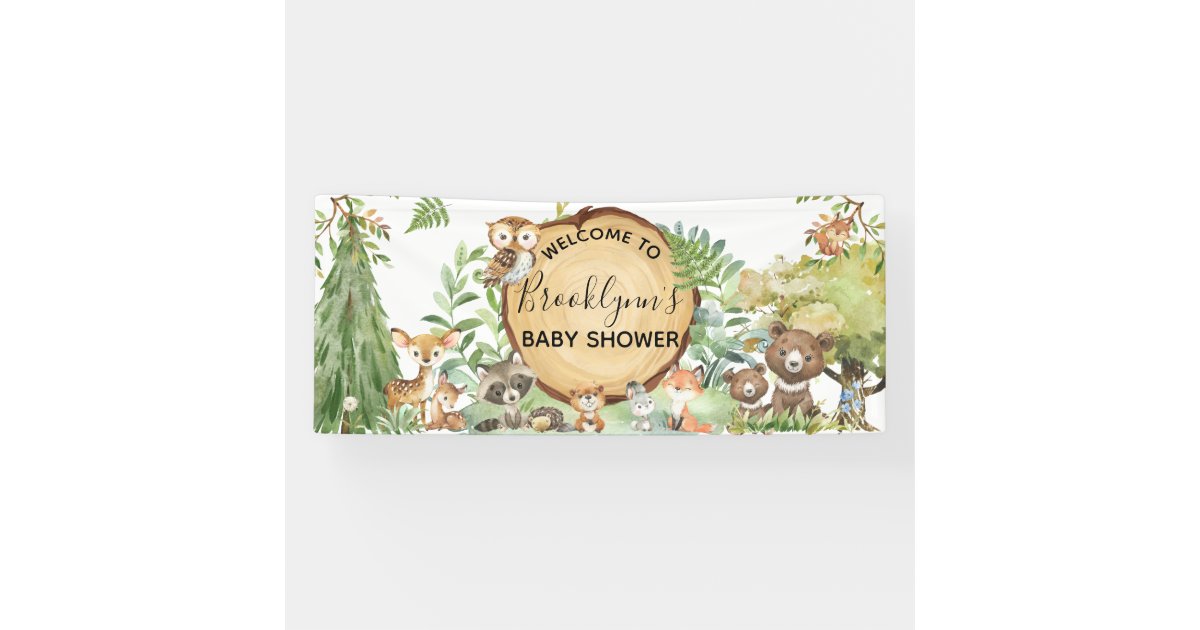Forest Woodland Animal Baby Shower Welcome Banner | Zazzle