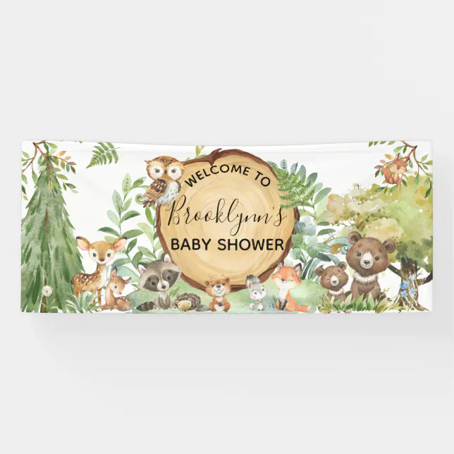Forest Woodland Animal Baby Shower Welcome Banner | Zazzle