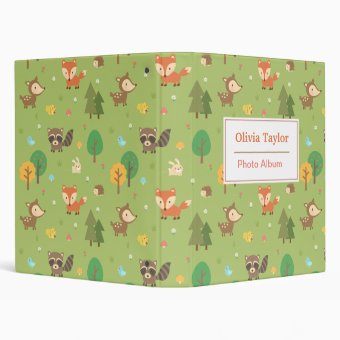 Forest Woodland Animal Pattern For Kids Binder | Zazzle