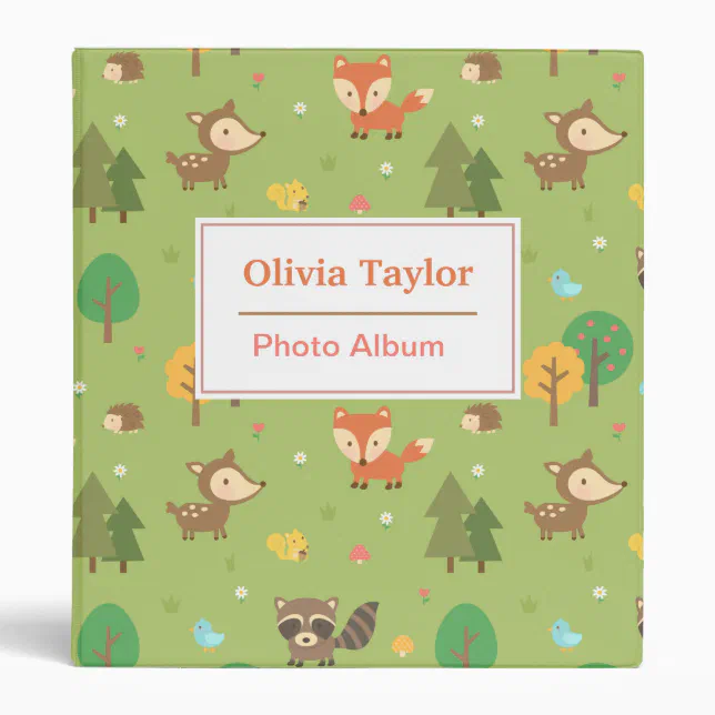 Forest Woodland Animal Pattern For Kids Binder | Zazzle