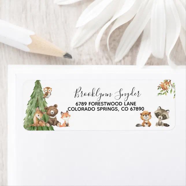 Forest Woodland Animal Return address Label | Zazzle