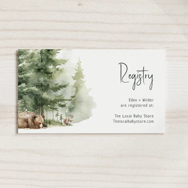 Forest Woodland Animals Baby Registry Enclosure Card | Zazzle
