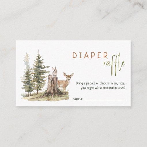 Forest Woodland Animals Baby Shower Diaper Raffle Enclosure Card | Zazzle