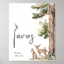 Forest Woodland Animals Baby Shower Favors Sign | Zazzle