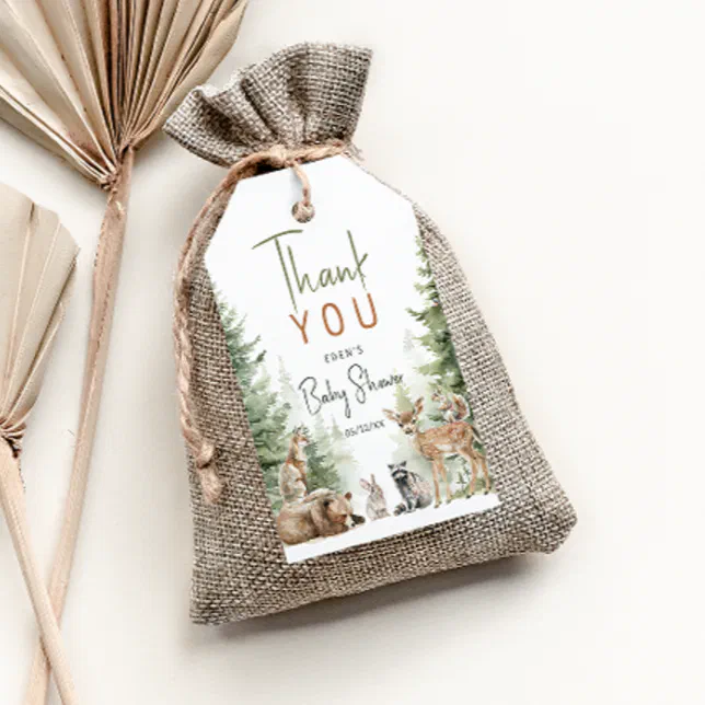 Forest Woodland Animals Baby Shower Thank You Gift Tags | Zazzle