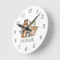 Forest Woodland Animals Bear Deer Fox Owl Numeral Round Clock | Zazzle