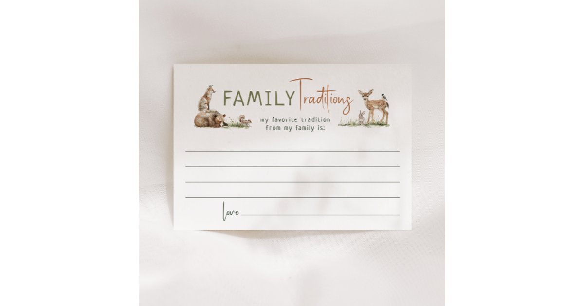 Forest Woodland Animals Family Traditions Card | Zazzle