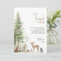Forest Woodland Animals Flat Vertical Birthday Thank You Card | Zazzle