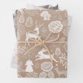 Forest Woodland Animals Fox, Deer, Rabbit & Floral Wrapping Paper ...