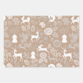 Forest Woodland Animals Fox, Deer, Rabbit & Floral Wrapping Paper ...