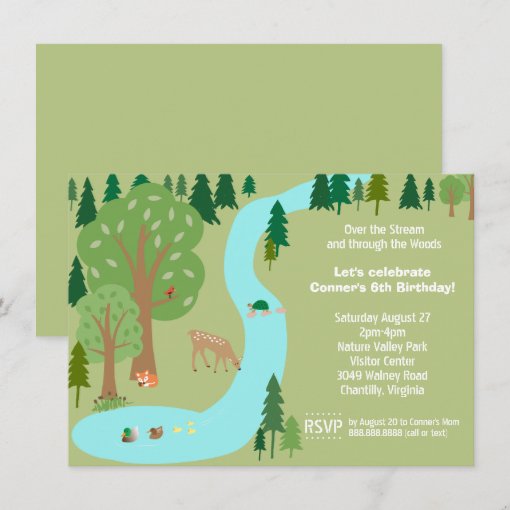 Forest Woodland Animals Nature Birthday Party Invitation | Zazzle