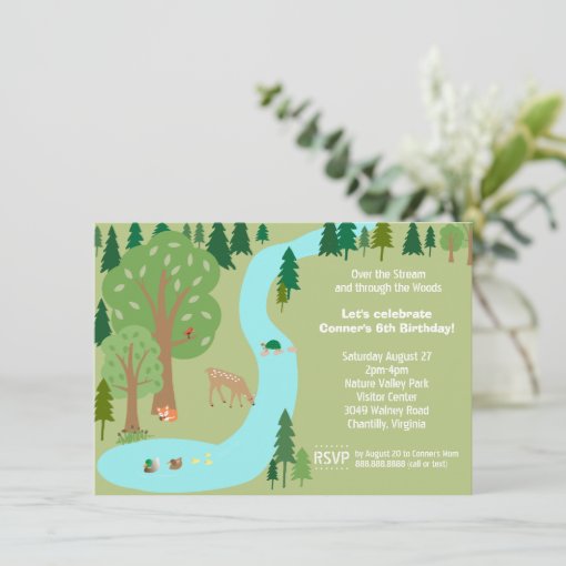 Forest Woodland Animals Nature Birthday Party Invitation | Zazzle