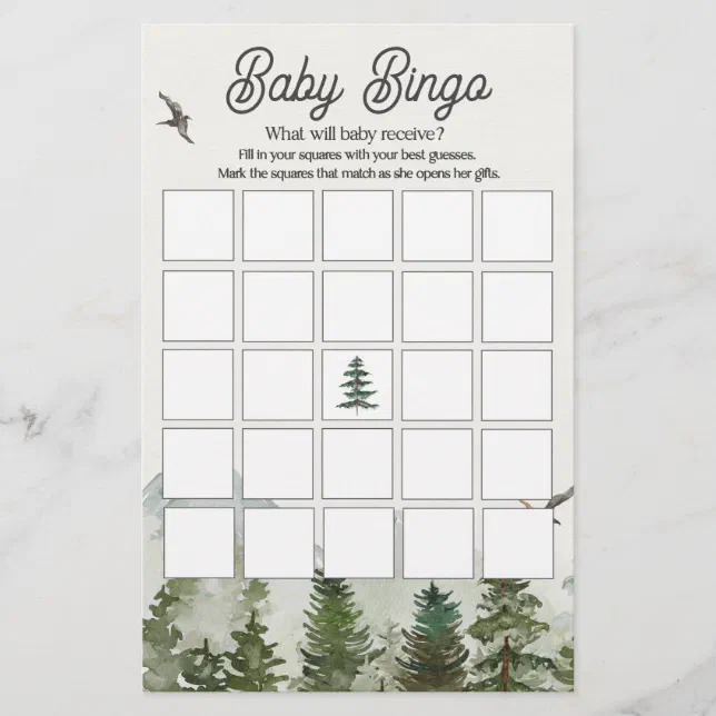 forest woodland baby bingo baby shower game | Zazzle