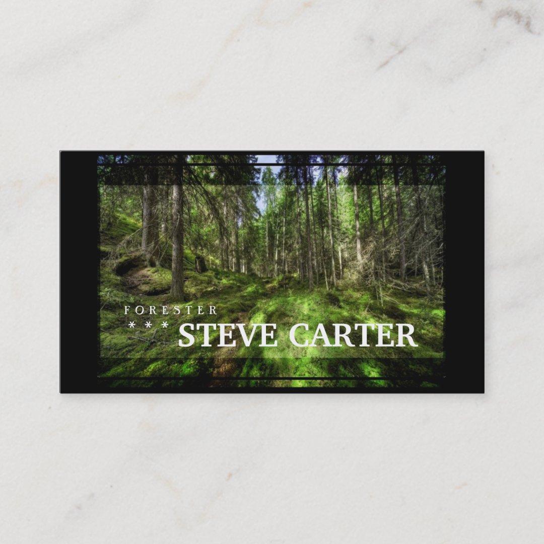 Forester Green Forest Tree Nature Wood Business Card | Zazzle