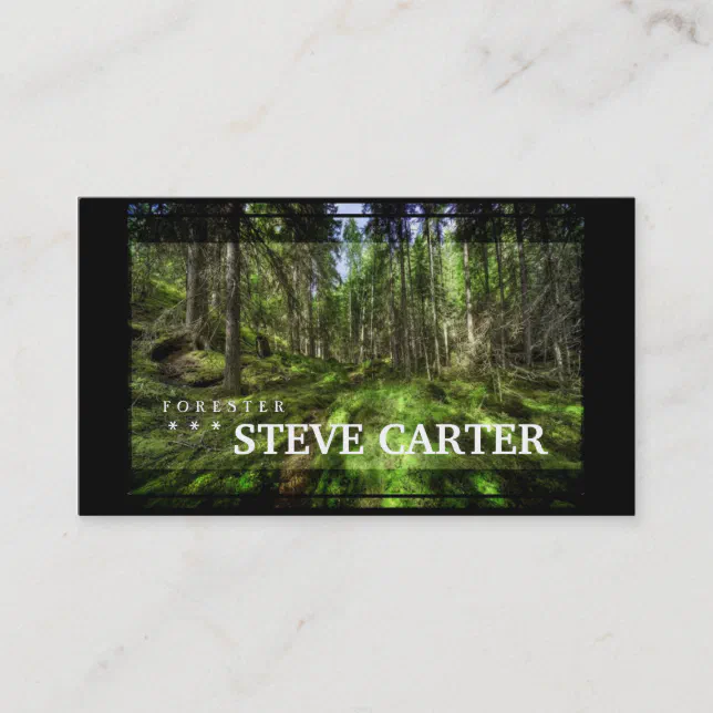 Forester Green Forest Tree Nature Wood Business Card | Zazzle