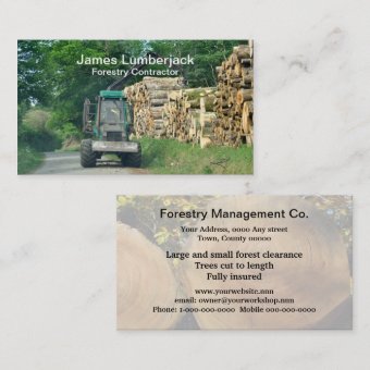 Forestry industries logging tractor business card | Zazzle