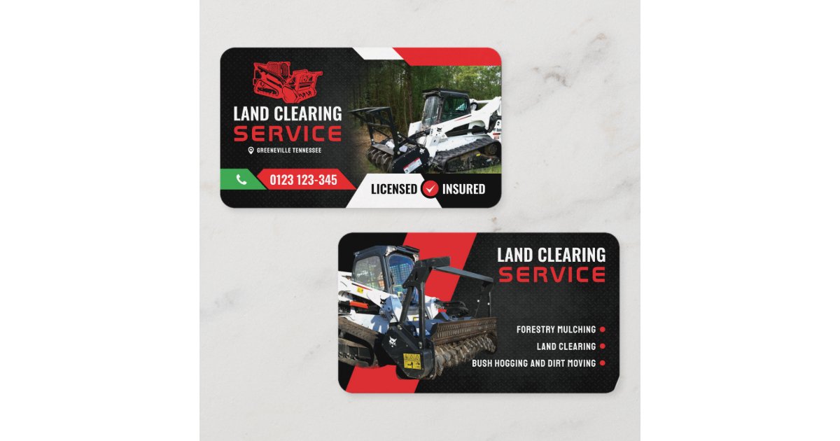Forestry mulching, land clearing, bush hogging business card | Zazzle