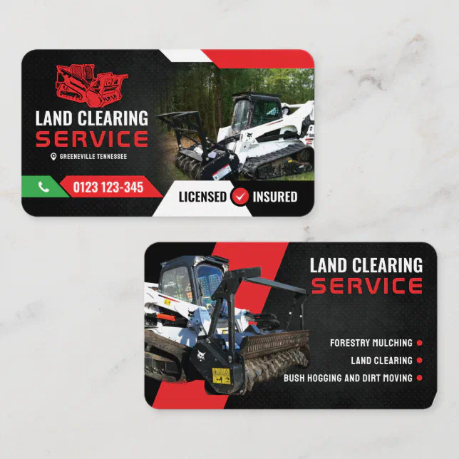 Forestry mulching, land clearing, bush hogging business card | Zazzle