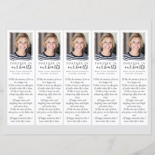Forever | 2x7" DIY Funeral Bookmark Template | Zazzle