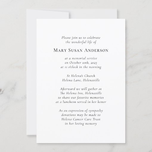 Forever | Funeral Memorial Celebration of Life Invitation | Zazzle