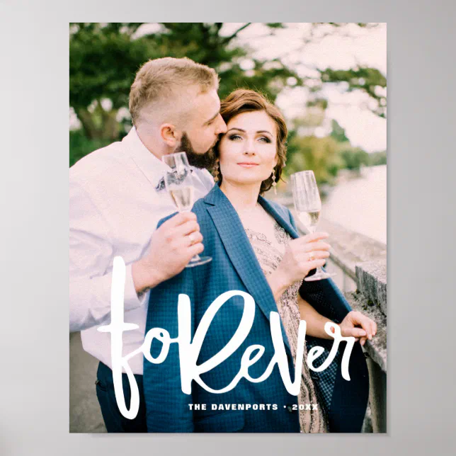 Forever Hand Lettered | Wedding Photo Poster | Zazzle