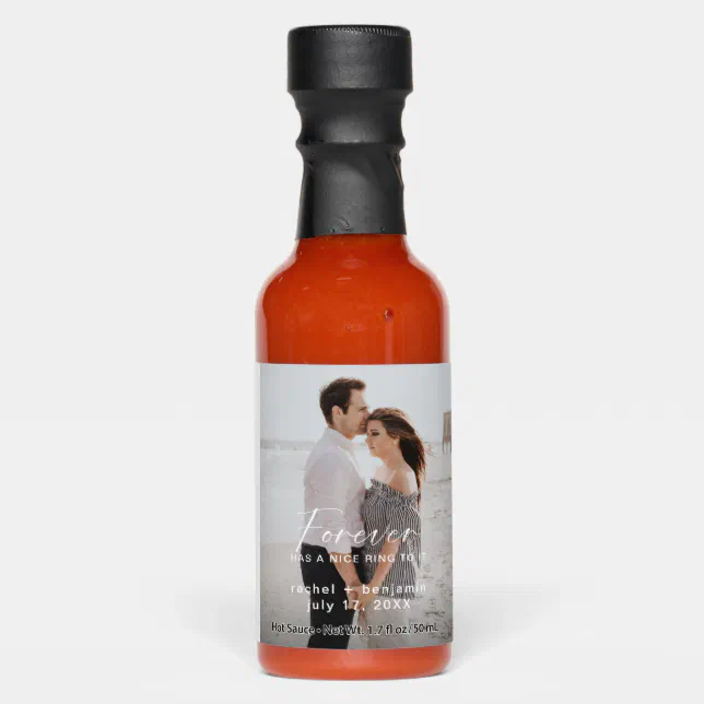 Forever has a nice ring Modern Photo Engagement Hot Sauces | Zazzle