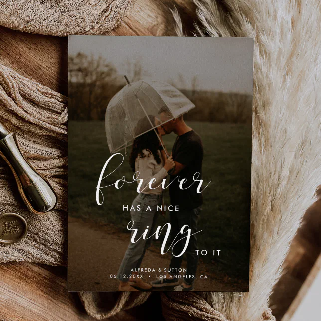 Forever has a nice ring to it Simple and elegant Announcement | Zazzle