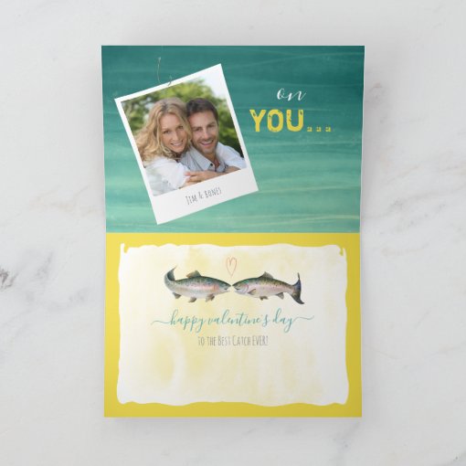 Forever Hooked on You Photo Fish Valentine's Day Card | Zazzle