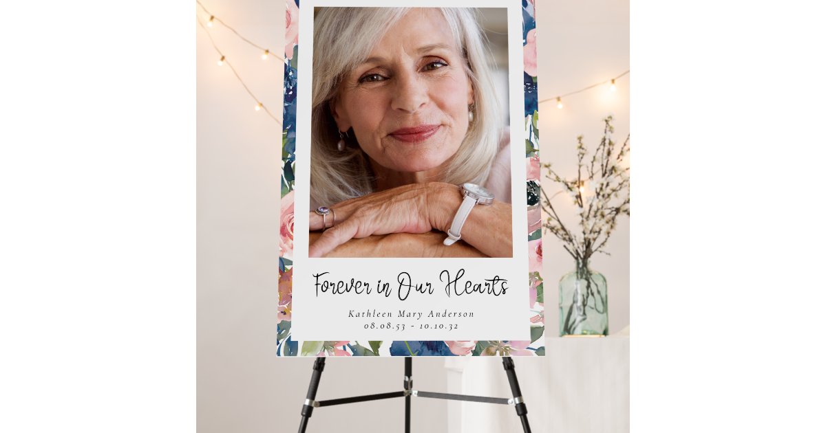 Forever in Our Hearts Floral 2x3ft Welcome Sign | Zazzle