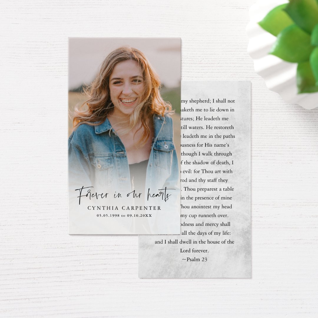 Forever in our Hearts Memorial Funeral Card | Zazzle