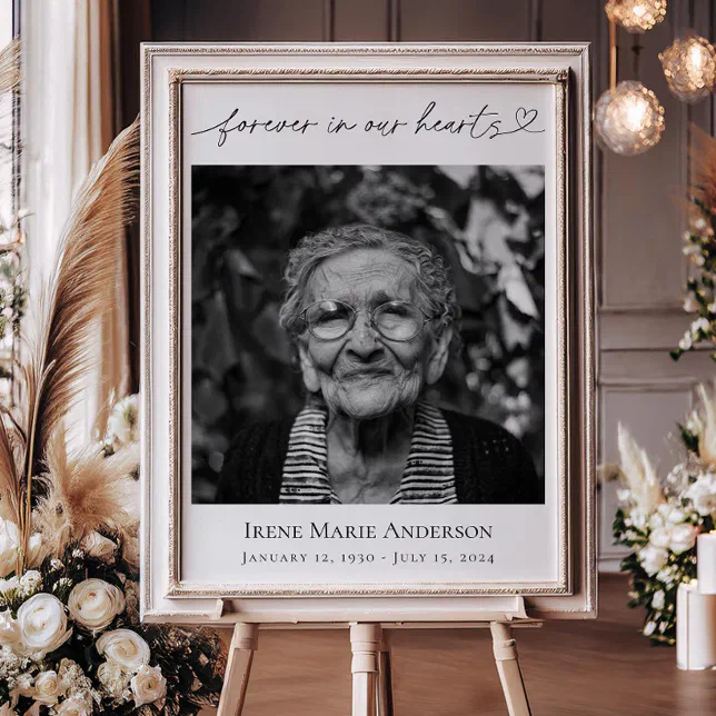 Forever in our Hearts Memorial Funeral Photo Poster | Zazzle
