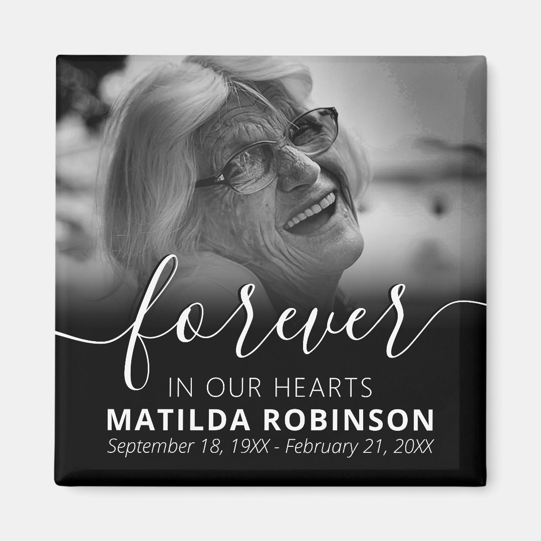 Forever in our Hearts Memorial Photo Magnet | Zazzle