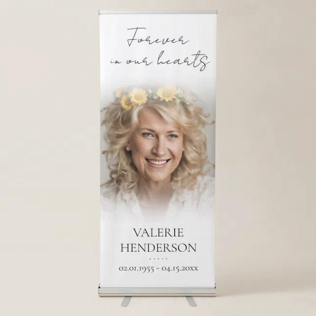 Forever in our Hearts Memorial Photo Retractable Banner | Zazzle