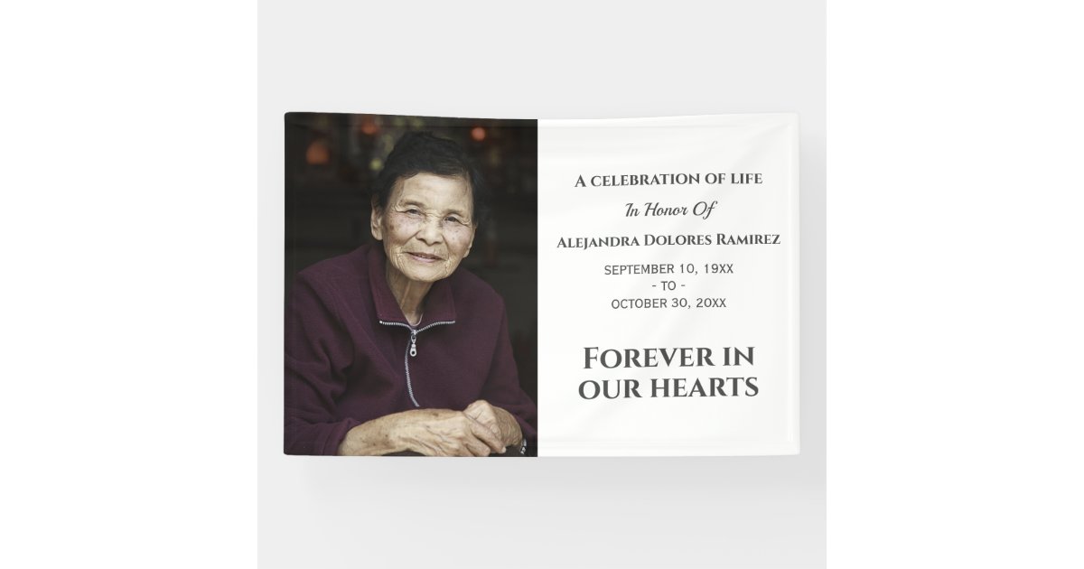 Forever In Our Hearts Modern Custom Photo Memorial Banner | Zazzle