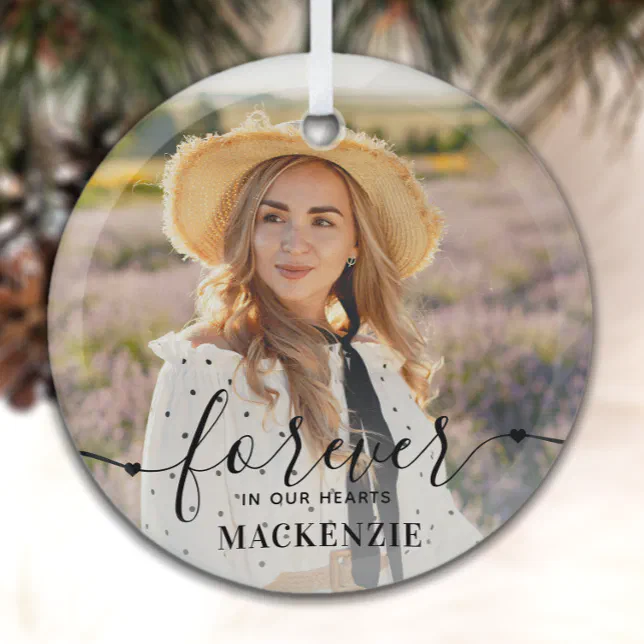 Forever In Our Hearts Sympathy Keepsake Memorial Glass Ornament Zazzle