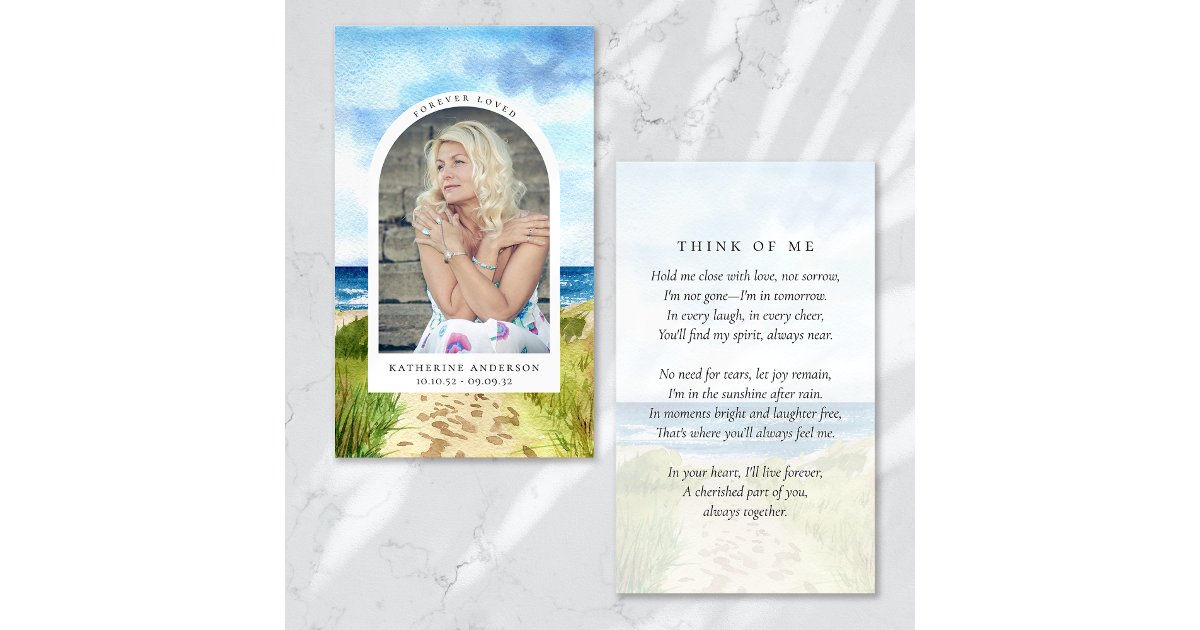 Forever Loved Beach Ocean Memorial Card | Zazzle